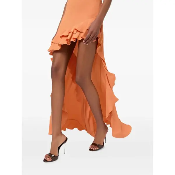 Andamane Asymmetric Draped Skirt With Ruffled Trim