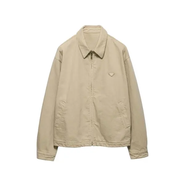 Prada Washed And Garment-dyed Calfskin And Cotton Shirt Jacket - Cream