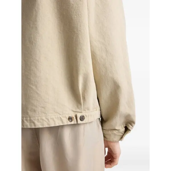 Prada Washed And Garment-dyed Calfskin And Cotton Shirt Jacket - Cream