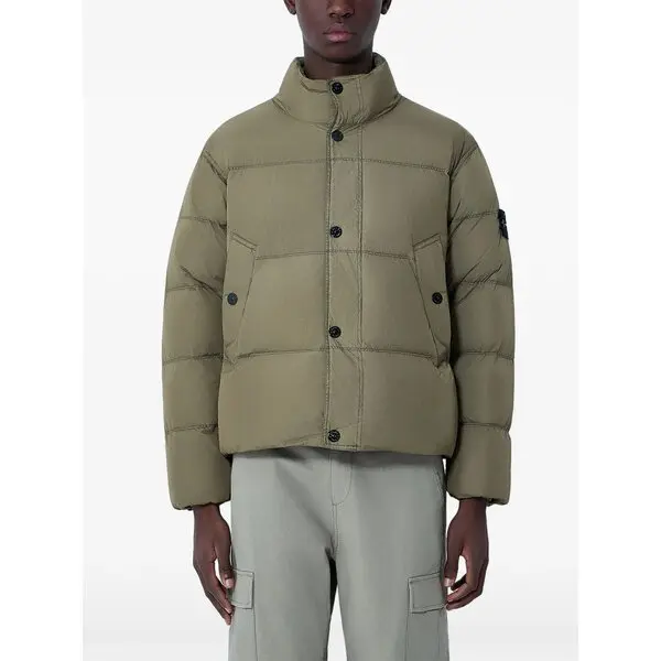 Stone Island Padded Down Jacket With Stand Collar - Green