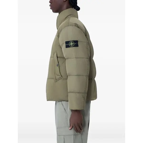 Stone Island Padded Down Jacket With Stand Collar - Green