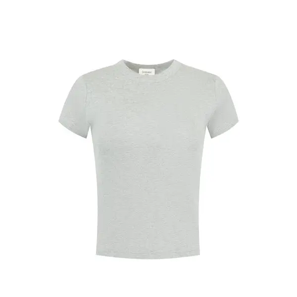 Saint Laurent Grey Marl Effect Cotton T-shirt - Gray