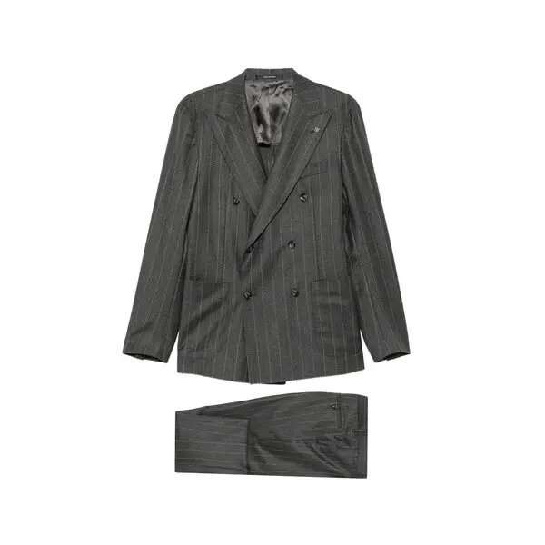 Tagliatore Grey Suits Double Breasted Suits - Gray