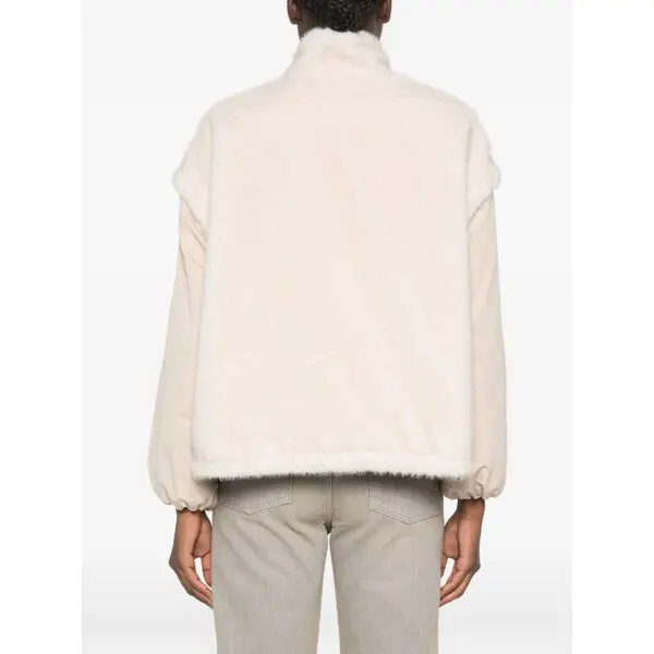 Moncler Faux Fur Jacket With Shawl Lapels - Cream