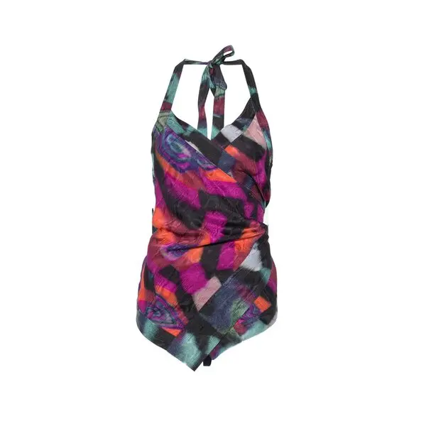 Dries Van Noten Abstract Print Halterneck Top - Purple