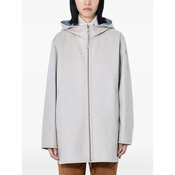 Moncler Oversized Zip-up Jacket With Attached Hood - Cream