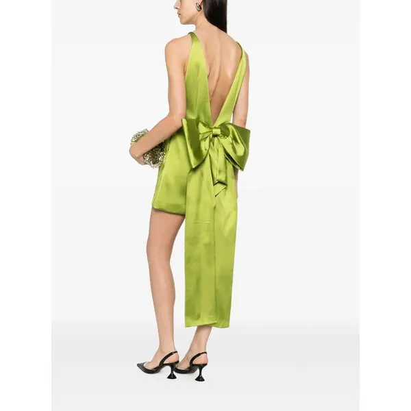 SELF-PORTRAIT Sleeveless Boat Neck Dress With Oversized Bow Detail