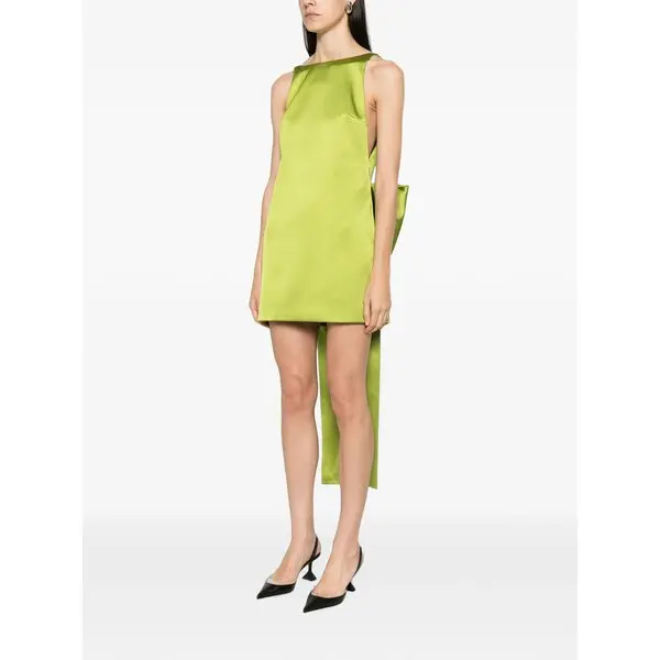 SELF-PORTRAIT Sleeveless Boat Neck Dress With Oversized Bow Detail