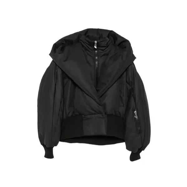 Attico Padded Jacket With High Collar - Black