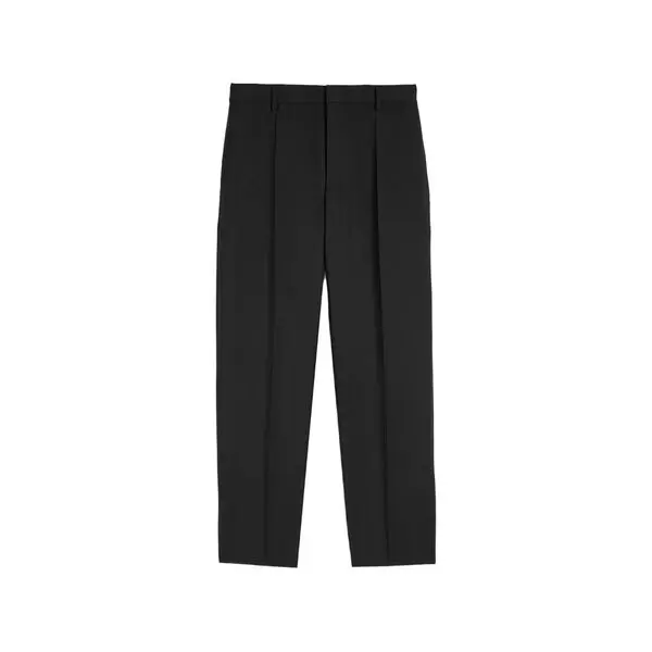 JIL SANDER Canvas Texture Virgin Wool & Mohair Trousers - Black