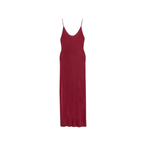 Saint Laurent Burgundy Jersey Evening Dress With Chain-link Shoulder Straps - Red