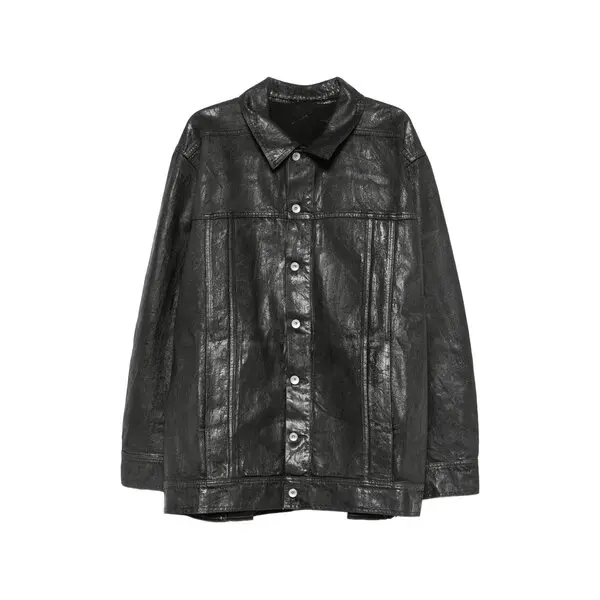 Rick Owens Coated Cotton Blend Denim Jacket - Black