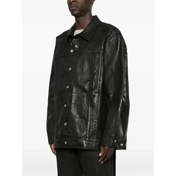 Rick Owens Coated Cotton Blend Denim Jacket - Black