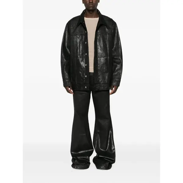 Rick Owens Coated Cotton Blend Denim Jacket - Black