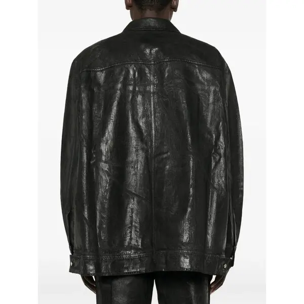 Rick Owens Coated Cotton Blend Denim Jacket - Black