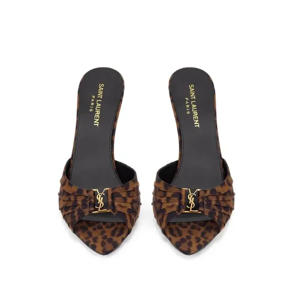 Saint Laurent Stiletto Mules With Cassandre Logo - Brown