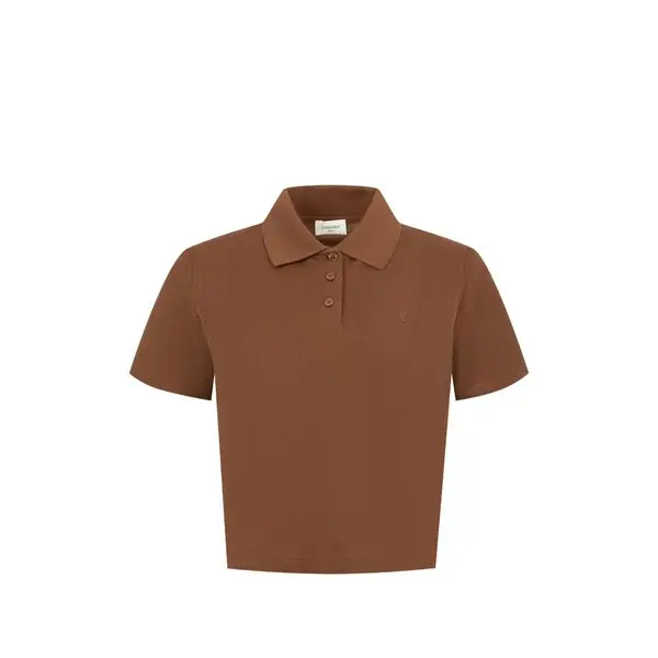 Saint Laurent Cotton Polo Top - Brown