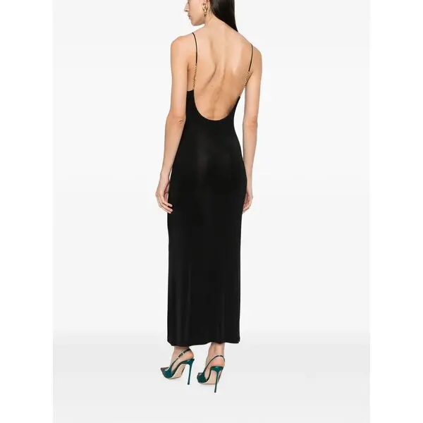 Saint Laurent Viscose-blend Evening Dress With Chain Detail