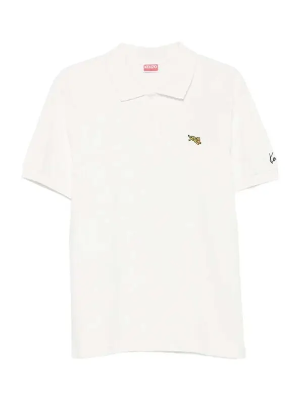Kenzo Tiger-patch Polo Shirt - White
