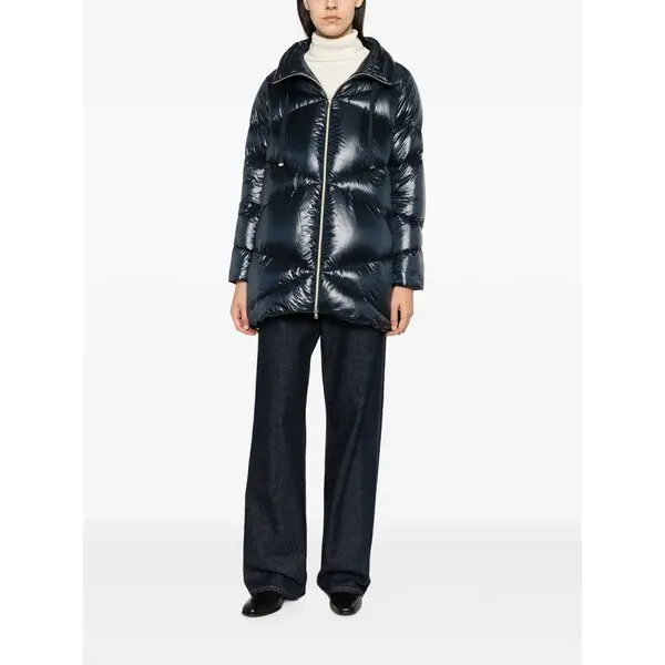 Herno Single Breasted Padded Long Sleeve Coat - Blue