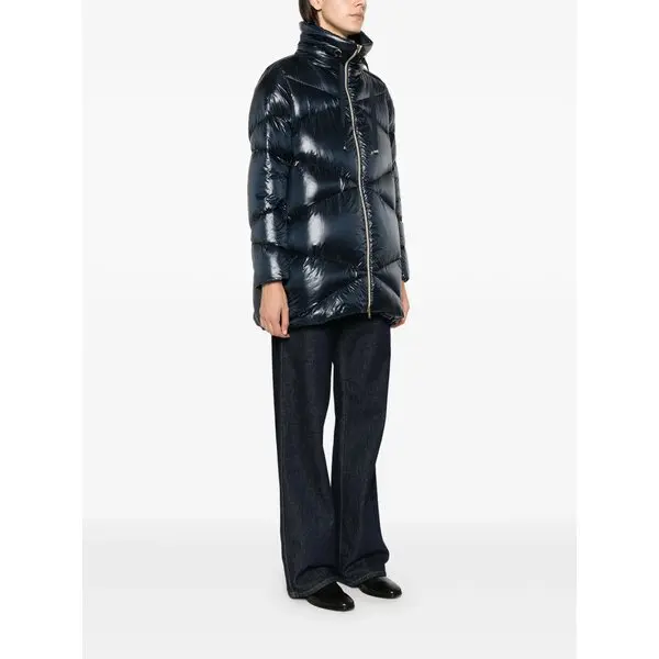 Herno Single Breasted Padded Long Sleeve Coat - Blue