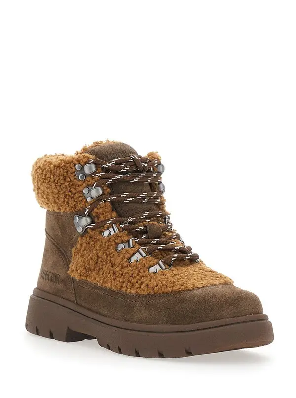 Moon Boot Combat Boot With Fleece Details And Rubber Sole - Multicolor