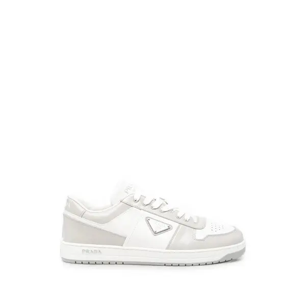 Prada Low Top Sneakers With Tonal Panels And Logo Detailing - White