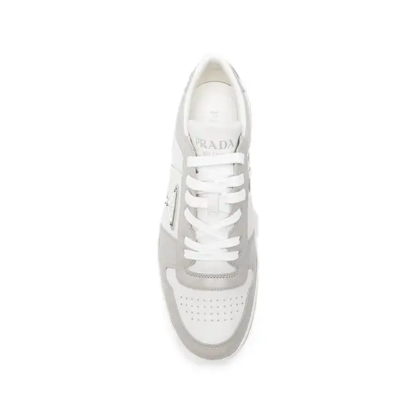 Prada Low Top Sneakers With Tonal Panels And Logo Detailing - White
