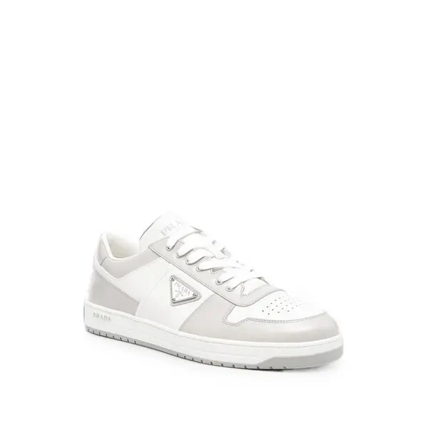 Prada Low Top Sneakers With Tonal Panels And Logo Detailing - White