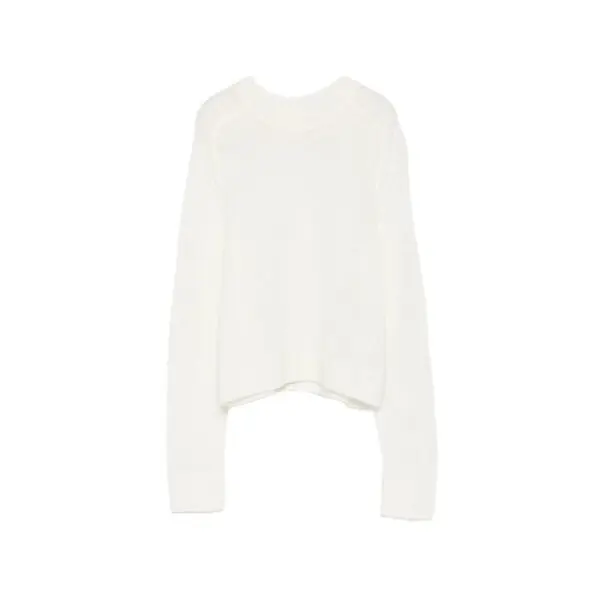 LISA YANG Cream Crew Neck Long Sleeve Silk Cashmere Knitwear Jumper - White