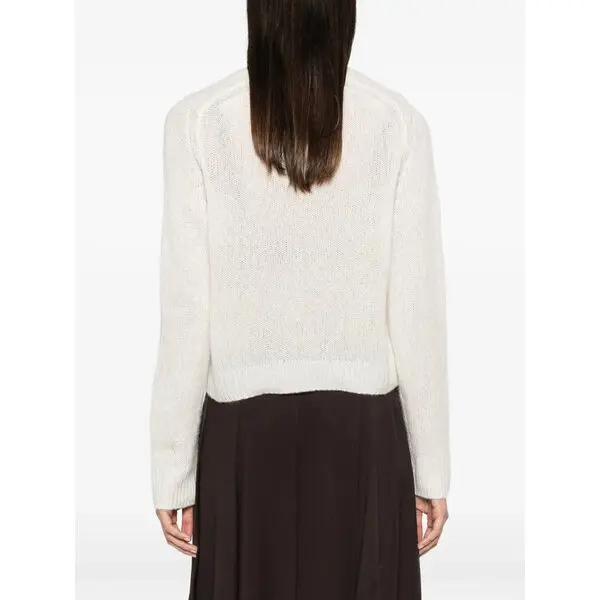 LISA YANG Cream Crew Neck Long Sleeve Silk Cashmere Knitwear Jumper