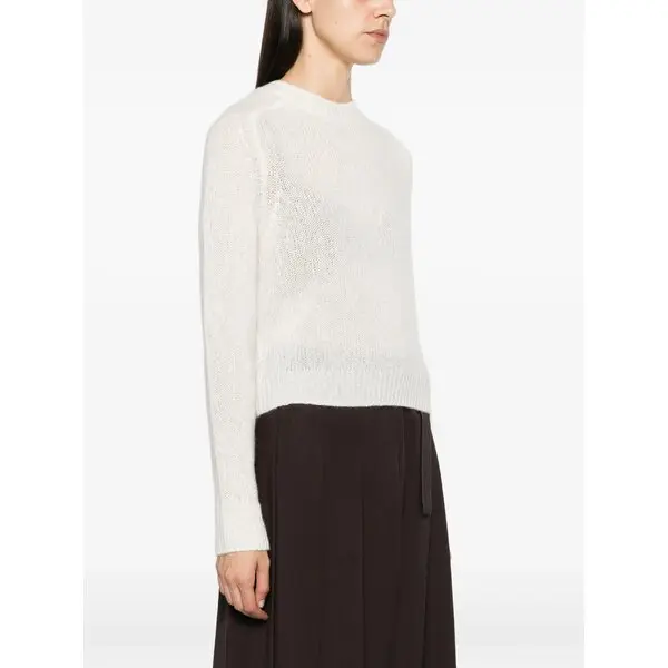 LISA YANG Cream Crew Neck Long Sleeve Silk Cashmere Knitwear Jumper