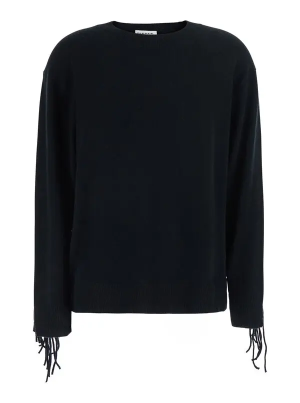 P.a.r.o.s.h Cashmere Sweater With Fringe Details - Black