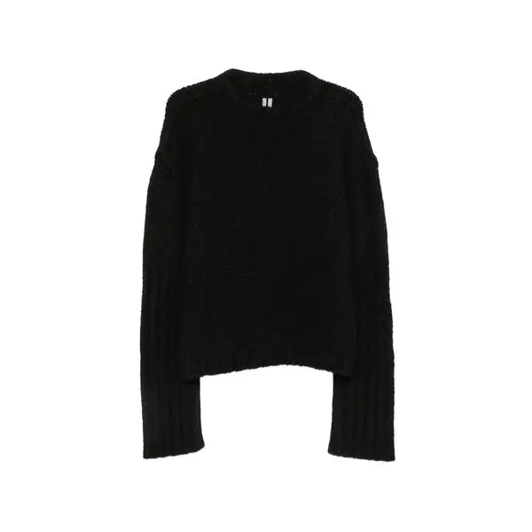 Rick Owens Ribbed Knit Cashmere & Silk Blend Crew Neck Jumper