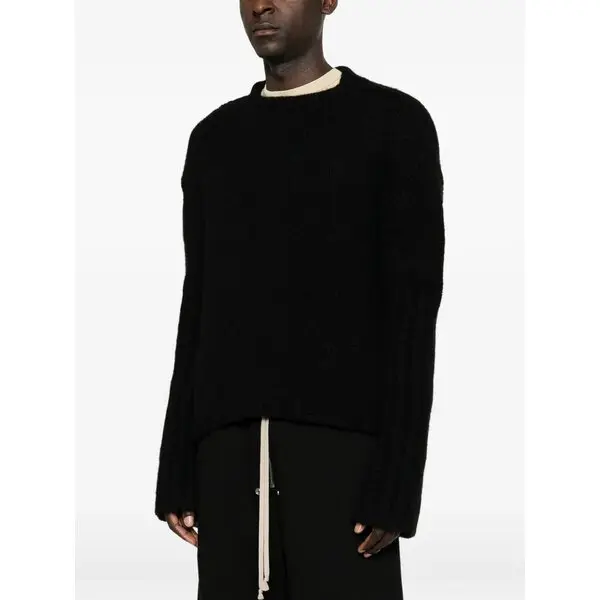 Rick Owens Ribbed Knit Cashmere & Silk Blend Crew Neck Jumper