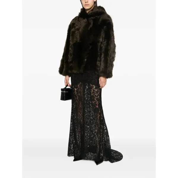 YVES SALOMON Faux Fur & Shearling Jacket - Brown