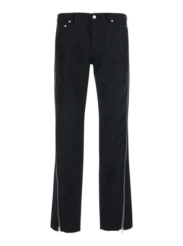 Rick Owens Vega Black Wool Blend Pants With Openable Side Zippers - Multicolor
