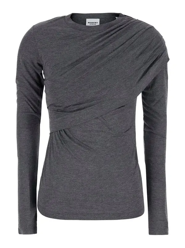 Isabel Marant Étoile Long Sleeve Draped Blouse - Gray