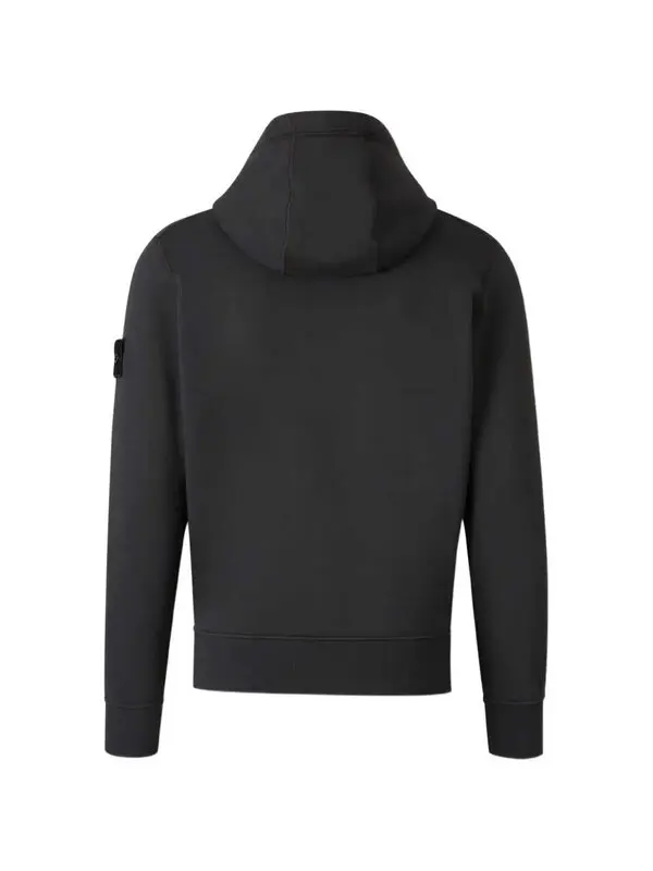 Stone Island Logo Patch Zip-up Hoodie - Gray
