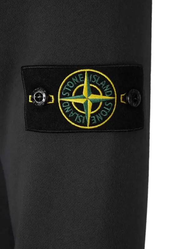 Stone Island Logo Patch Zip-up Hoodie - Gray