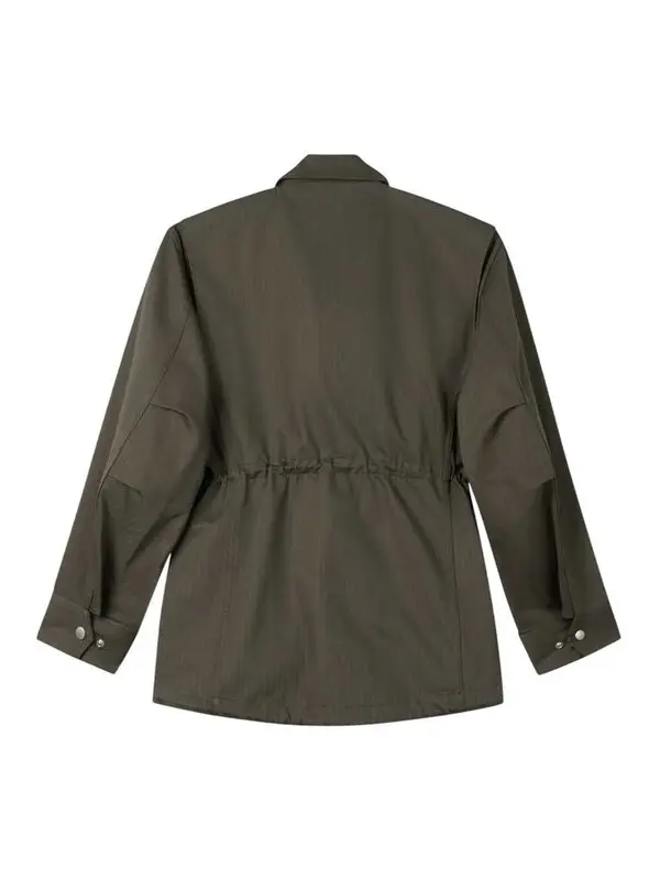 Kenzo Emblem Cotton Herringbone Military Jacket - Gray