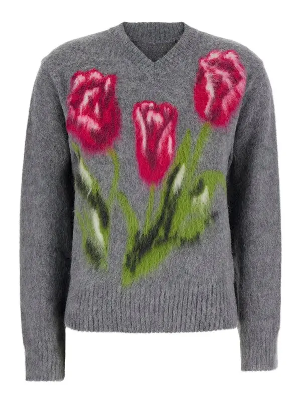 MAISON MARGIELA V-neck Long Sleeve Sweater - Multicolor