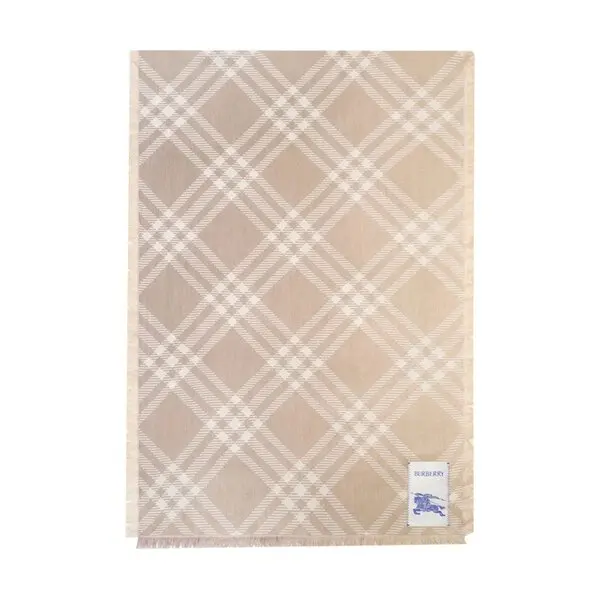 Burberry Degrade' Check Scarf In Wool And Silk - Cream