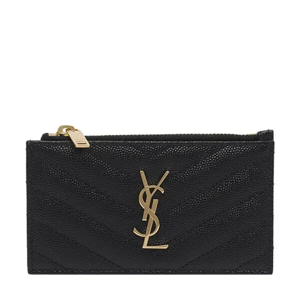 Saint Laurent Cassandre Matelasse' Fragments Zip Cardholder