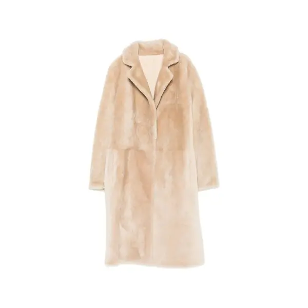 YVES SALOMON Faux Fur Coat - Cream