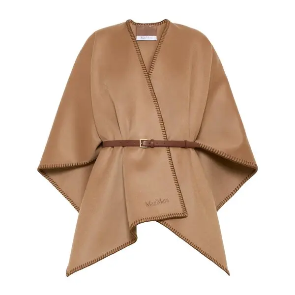 Max Mara Colomba Cape 100% Virgin Wool - Brown
