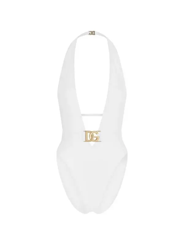 Dolce & Gabbana Plunging-neckline One-piece Swimsuit - White