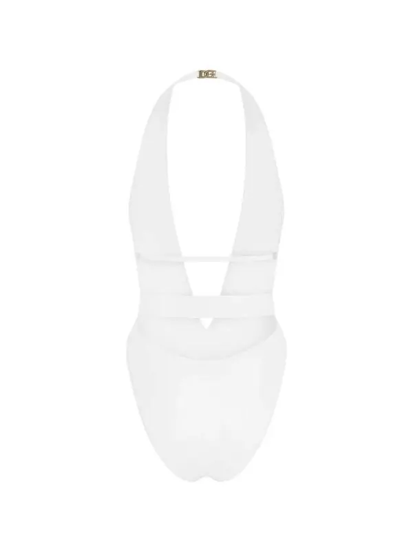Dolce & Gabbana Plunging-neckline One-piece Swimsuit - White