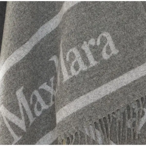 Max Mara Hilde Jacquard Wool Poncho With Fringes