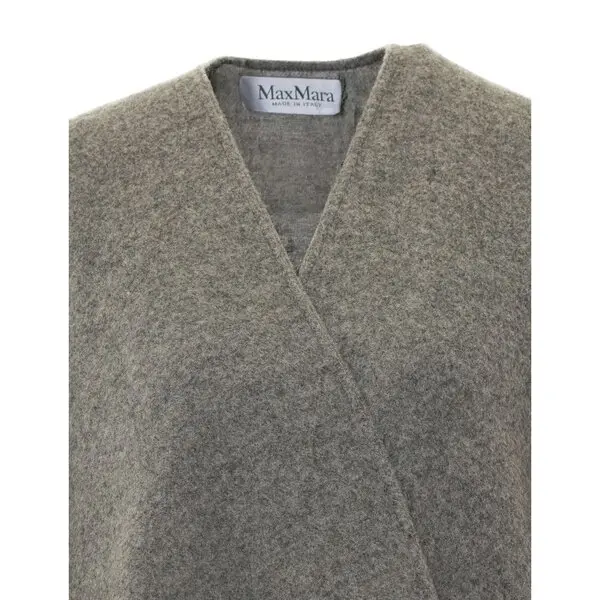 Max Mara Hilde Jacquard Wool Poncho With Fringes